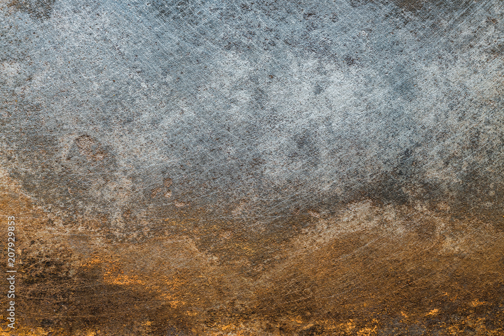 Textured metal surface with detailed traces of corrosion, rust and ...