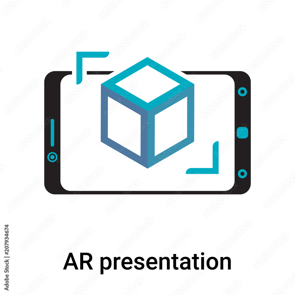 AR presentation icon vector sign and symbol isolated on white ...