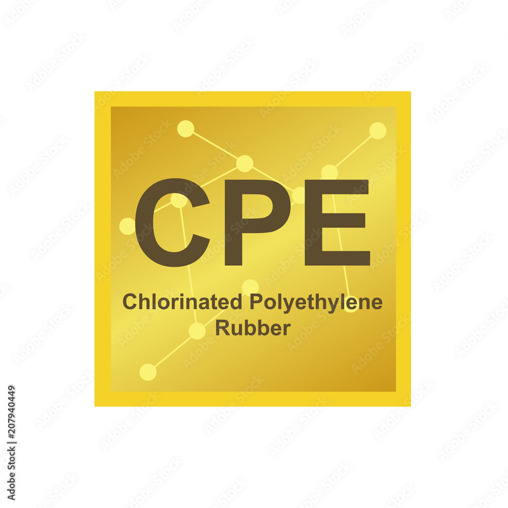 Vector symbol of Chlorinated Polyethylene Rubber (CPE) polymer on the ...