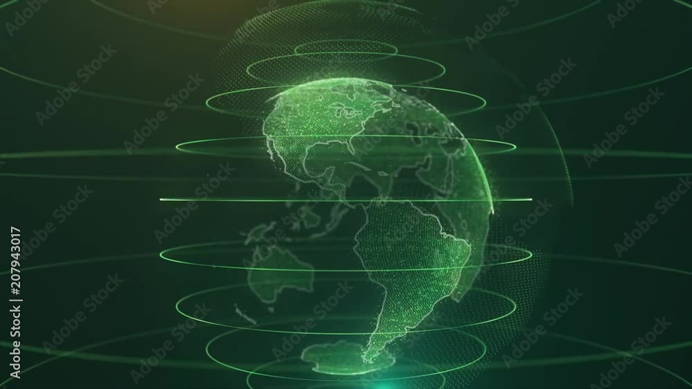 Stockvideo Animation Globe with dot world map HUD and infographic graph ...