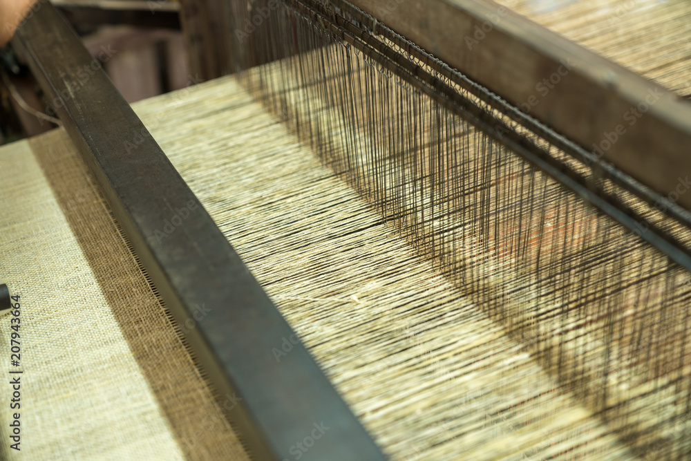 Weaving silk in traditional way in Vietnam. Vietnamese silk processing ...