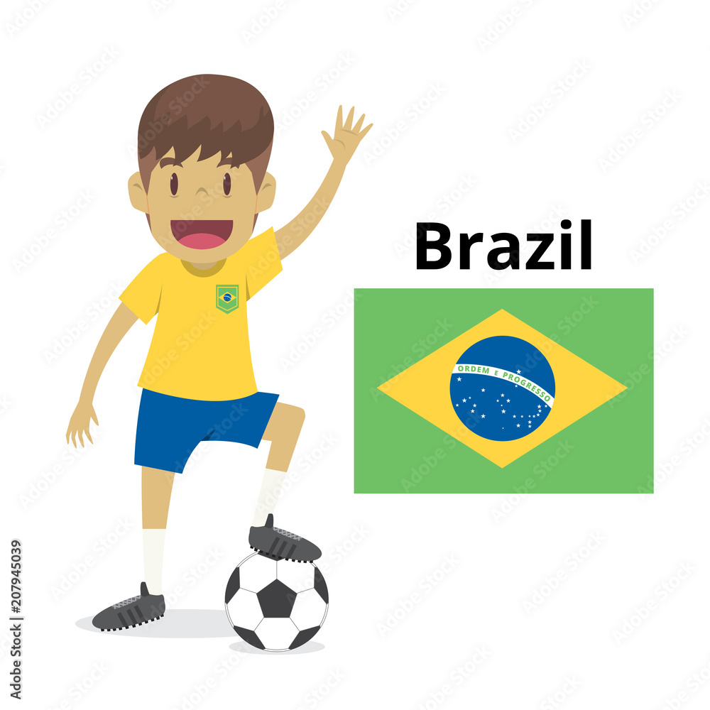 Brazil national team cartoon,football World,country flags. 2018 soccer ...