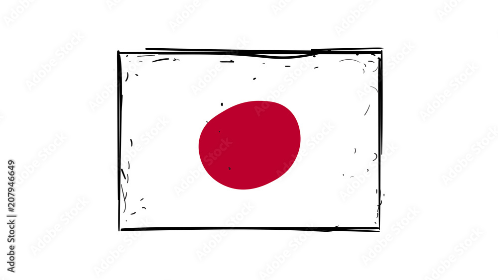 Cartoon, vector hand drawing of Japan flag illustration Stock Vector ...