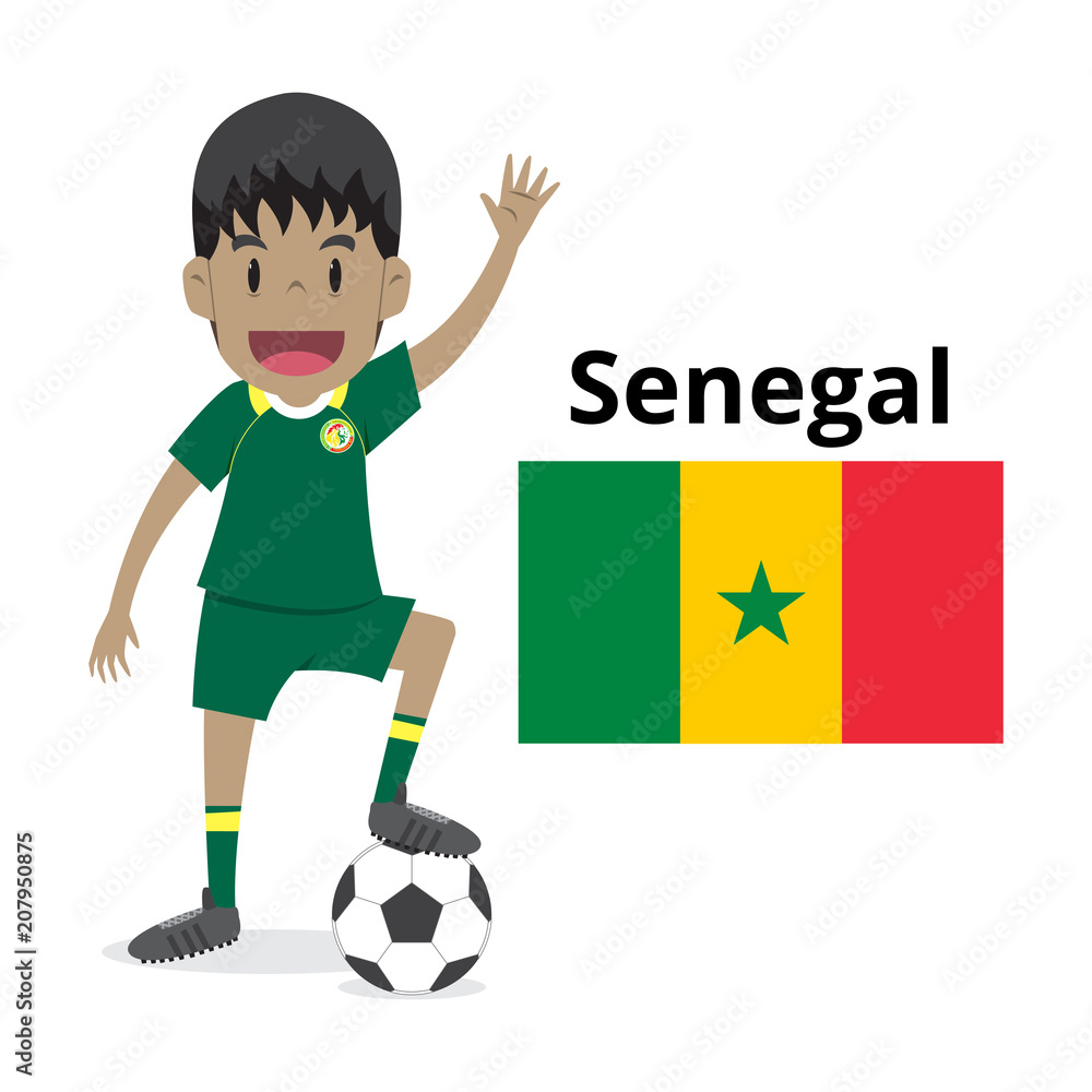 Senegal nation team cartoon,football World,country flags. 2018 soccer ...
