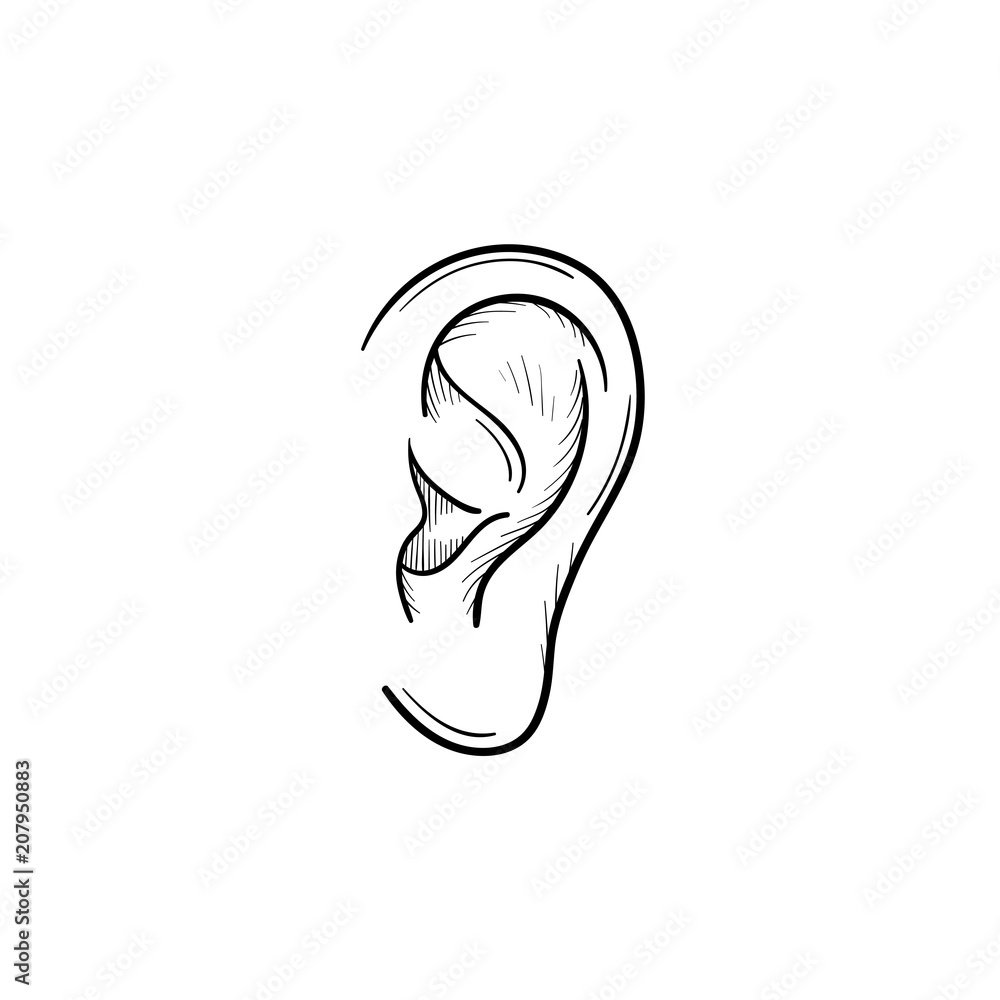 Plakat Human ear hand drawn outline doodle icon. Human ear as a concept ...