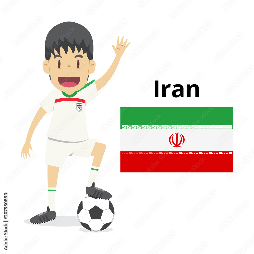 Iran nation team cartoon,football World,country flags. 2018 soccer ...