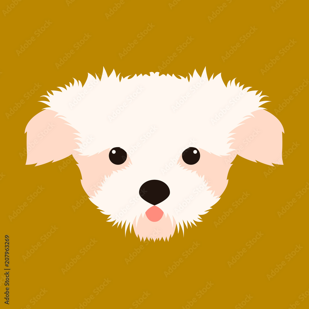 dog face vector illustration flat style front Stock Vector | Adobe Stock