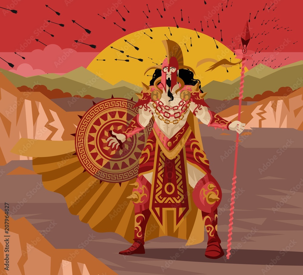 Ares Vector Cartoon Illustration Mars God Lord War Etsy