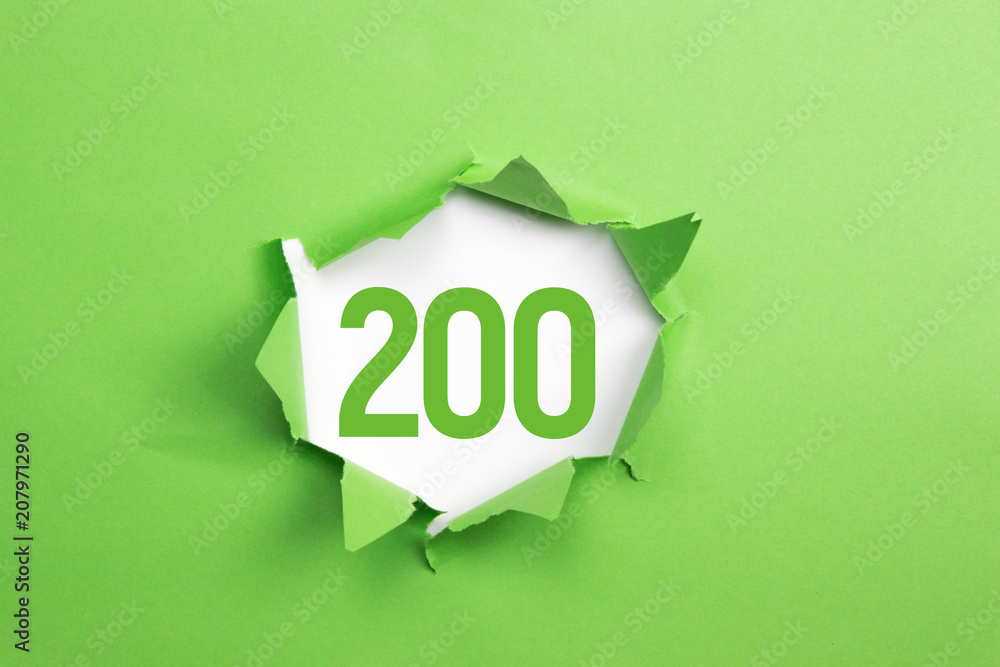 gruene Nummer 200 auf gruenem Papier Stock Illustration | Adobe Stock
