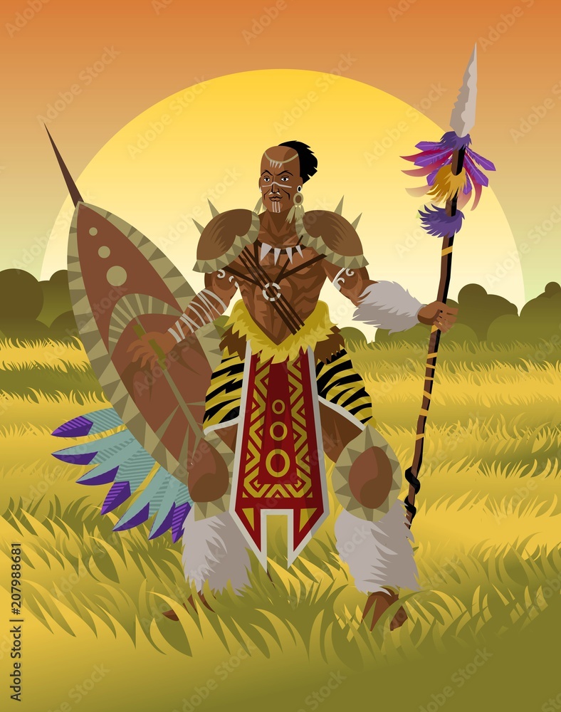 powerful african warrior Stock Vector | Adobe Stock