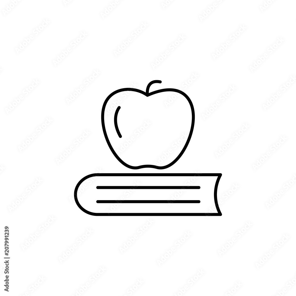 apple and book outline icon. Element of simple education icon for mobile concept and web apps ...