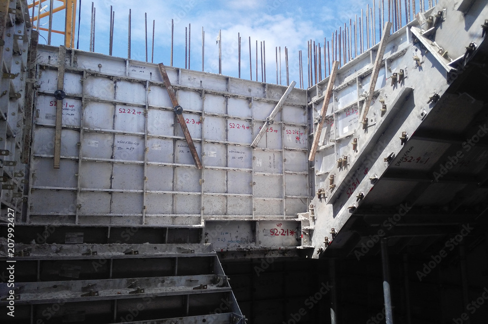 Precast system aluminium formwork used at the construction site as the ...