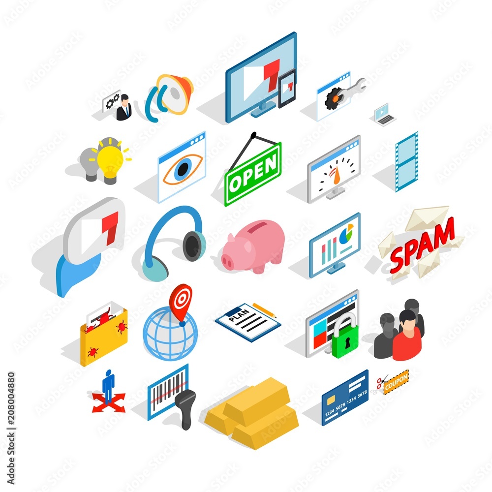 IT technology icons set. Isometric set of 25 it technology vector icons ...