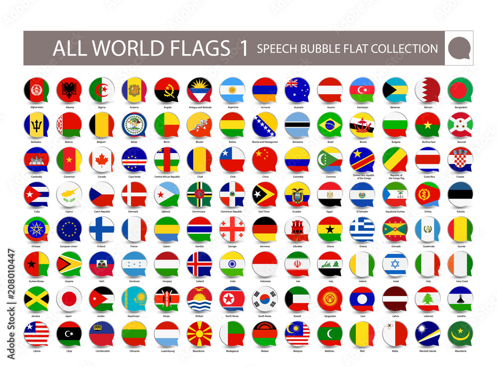 All World Flags speech bubble flat collection. Part 1. All World Flags ...