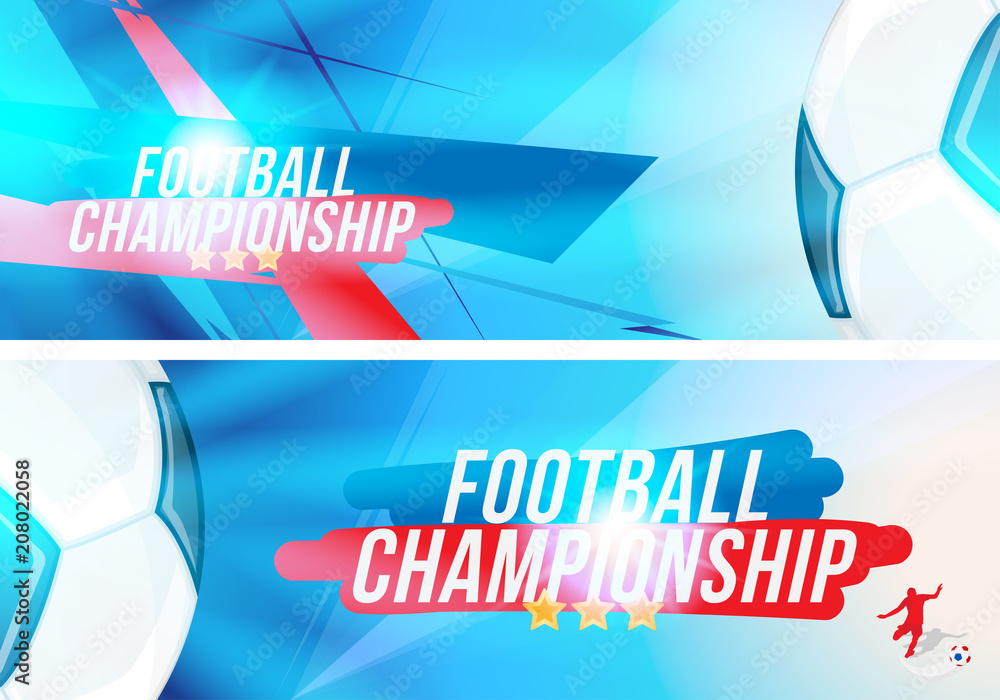 Football championship. Set banners template horizontal format with a ...