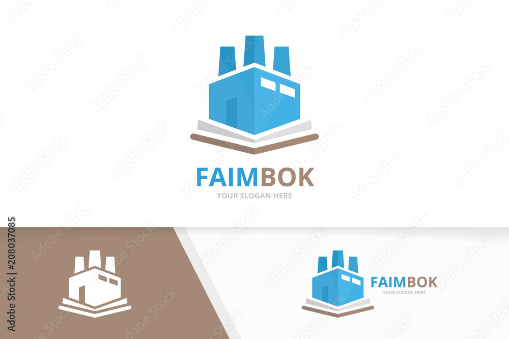 Vector book and factory logo combination. Industry and market symbol or ...