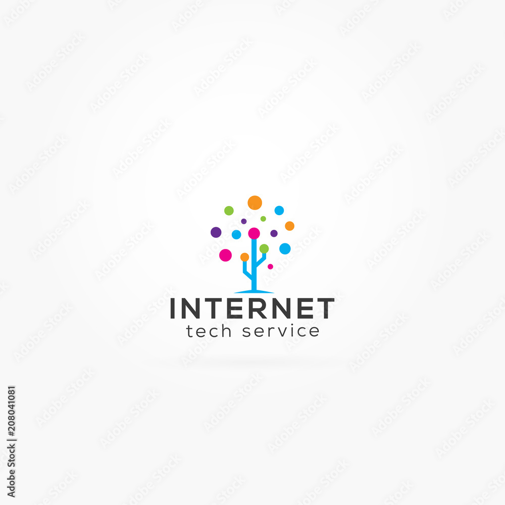 Connecting Network Tree Logo Stock Vector | Adobe Stock