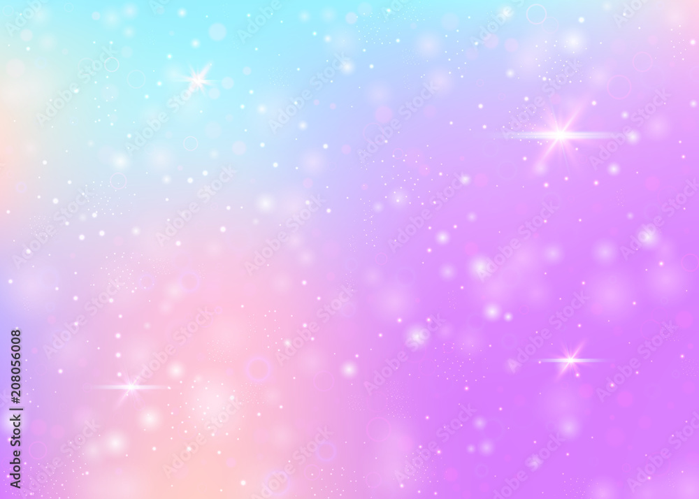 Magic background with rainbow mesh. Mystical universe banner in ...