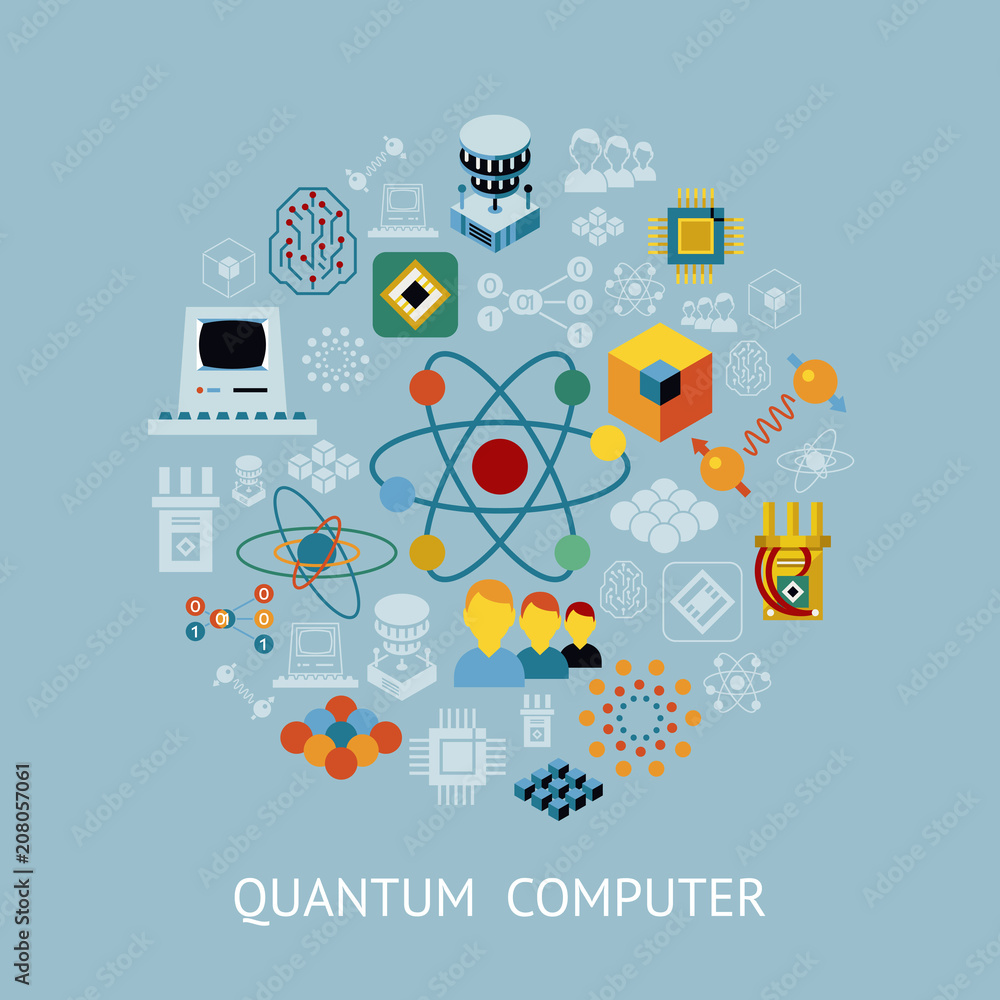 Digital vector quantum computing icon set Stock Vector | Adobe Stock