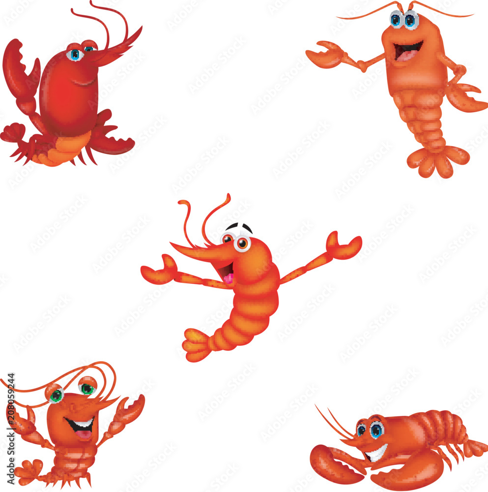 Cartoon crustacean collection set Stock Vector | Adobe Stock