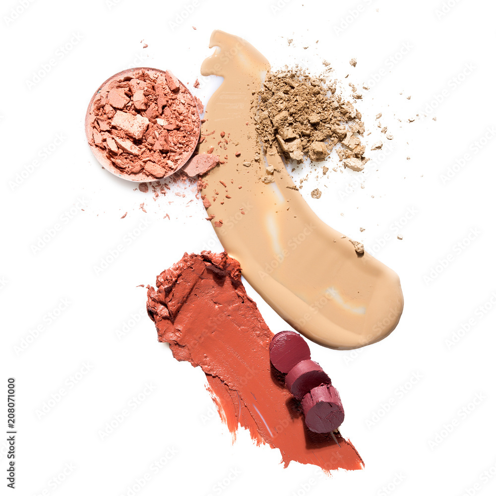 Cosmetic swatch / Creative concept photo of cosmetics swatches on white ...