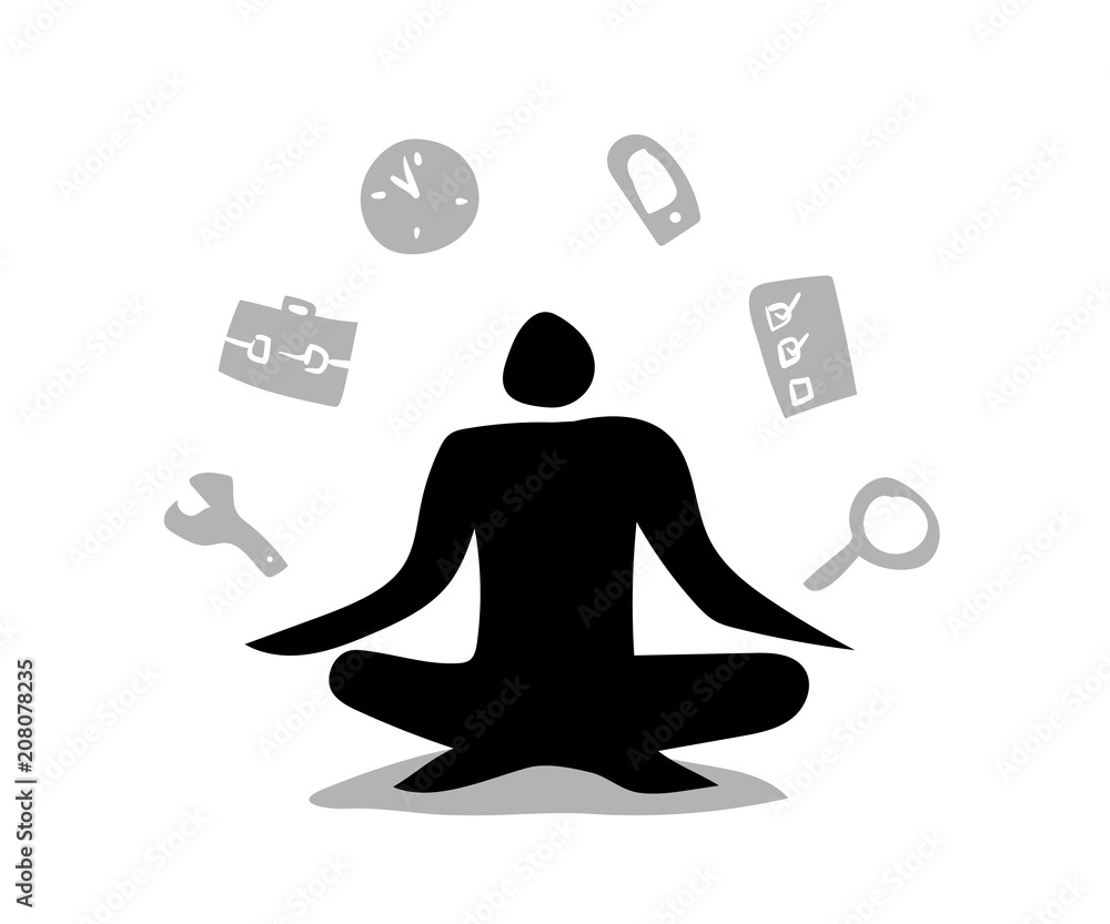 Stickman Black Meditation Stock-Vektorgrafik | Adobe Stock