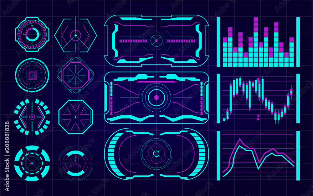 Set of Futuristic user interface Elements. HUD. hi-tech main. ui design ...