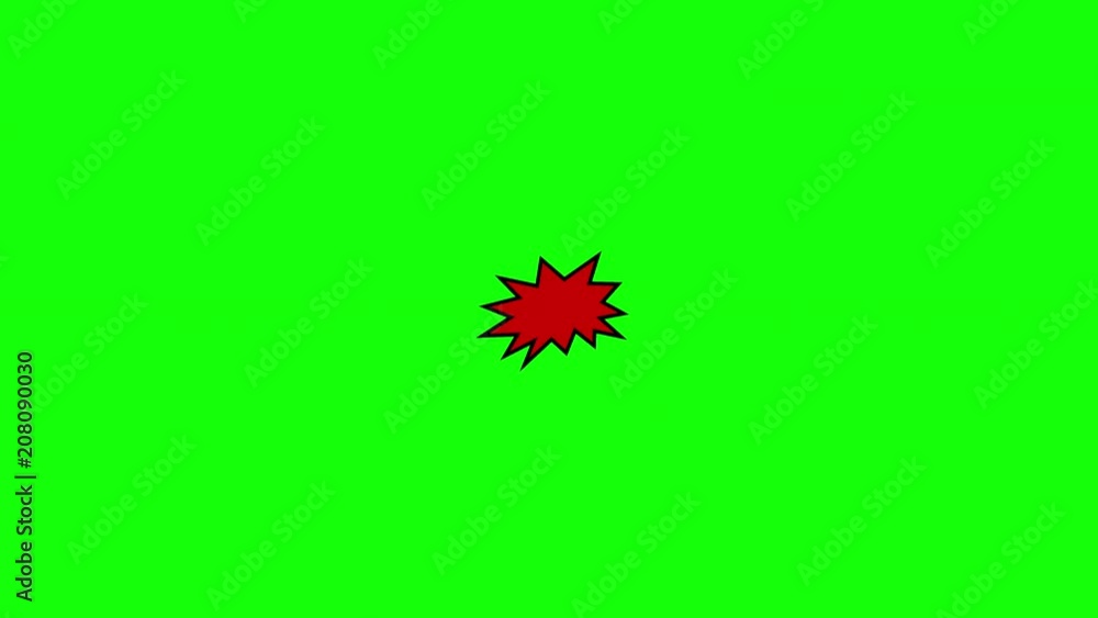 A comic strip speech cartoon animation with an explosion shape. Words ...