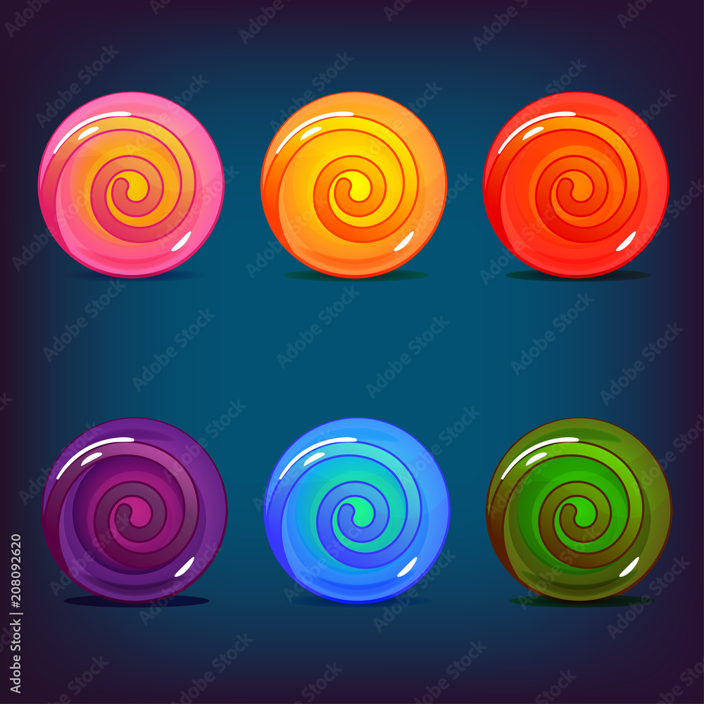 Set of Lollipop Candies of Different Colors Stock Vector | Adobe Stock