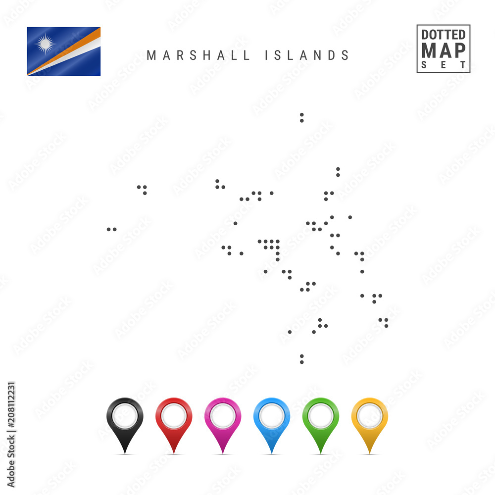 Vector Dotted Map of Marshall Islands. Simple Silhouette of Marshall ...