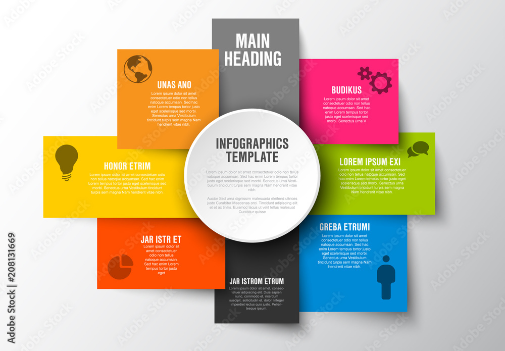 Colorful Stacked Boxes Infographic Stock Template | Adobe Stock