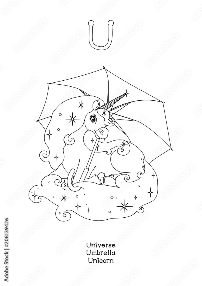 vector outline animals English alphabet for letter U Stock Vector ...