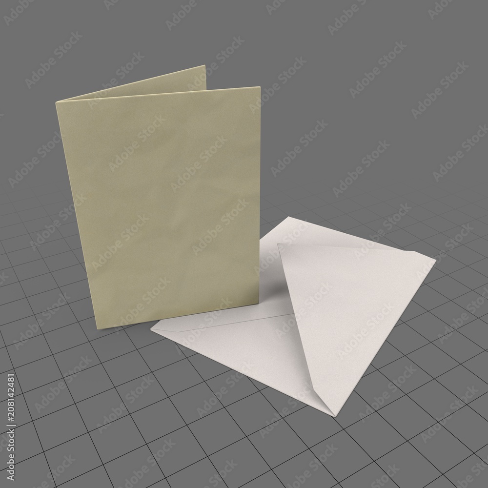 Upright card with envelope Stock 3D asset | Adobe Stock