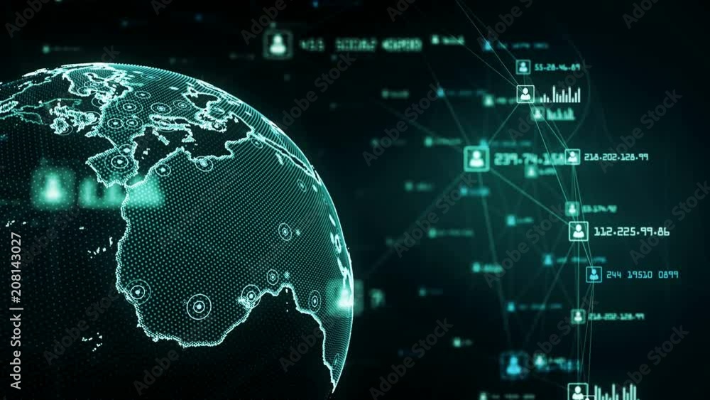 Connecting big data around the world. Global network connections. You ...