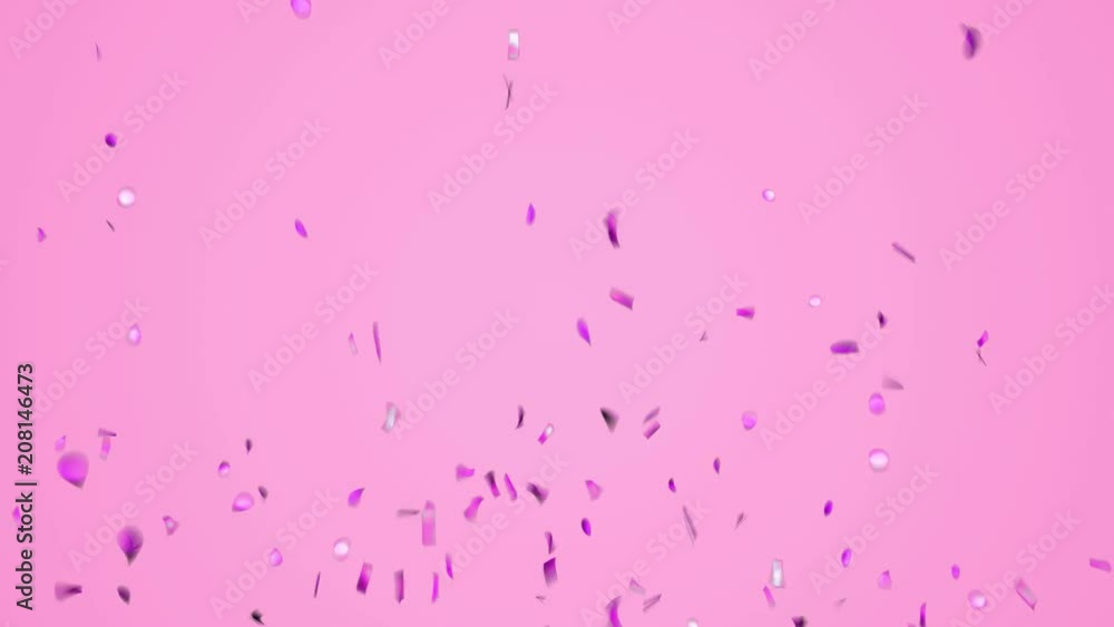 Purple explosion confetti falling down on pastel violet background ...
