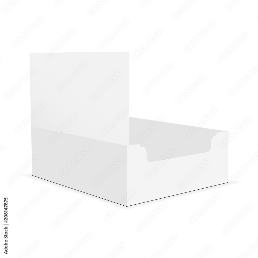 Empty cardboard display box mockup - side view. Vector illustration ...