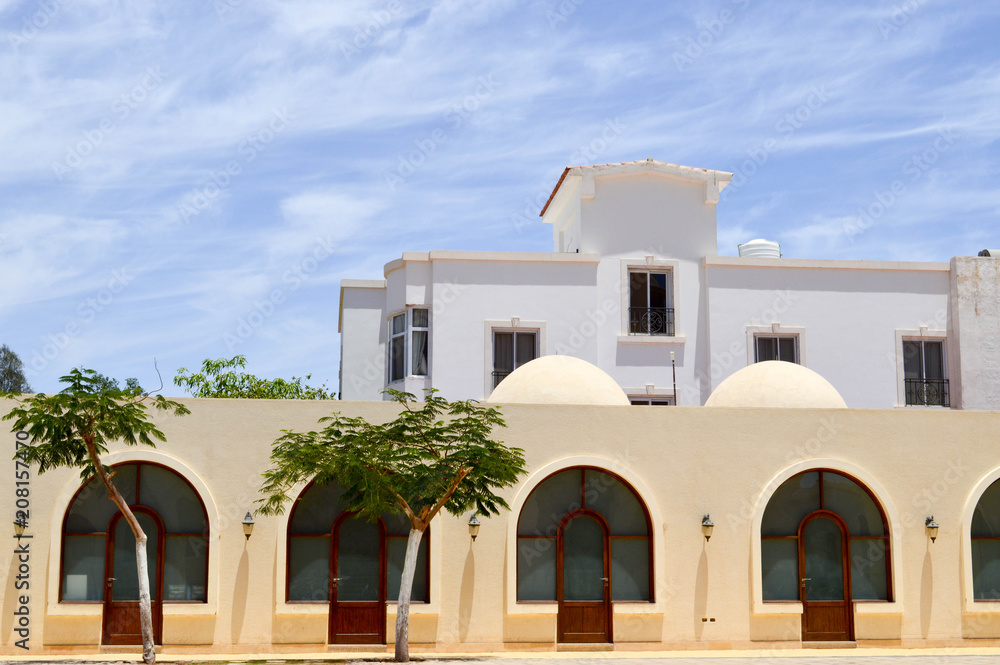 Small beautiful neat old ancient stone clay Arab Islamic Muslim houses ...