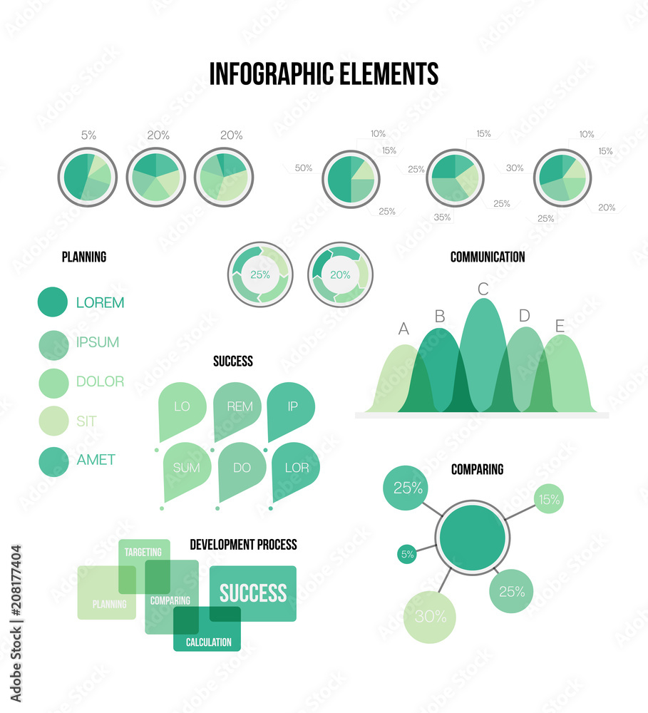 Eco Nature Green Infographic Vector Flowchart, Rate Elements Set ...