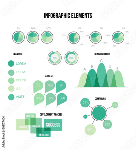 Eco Nature Green Infographic Vector Flowchart, Rate Elements Set ...