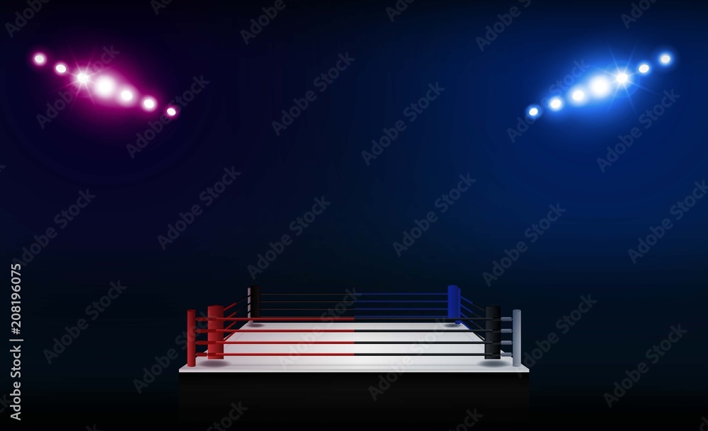 Boxing ring arena and floodlights vector design. Vector illumination ...