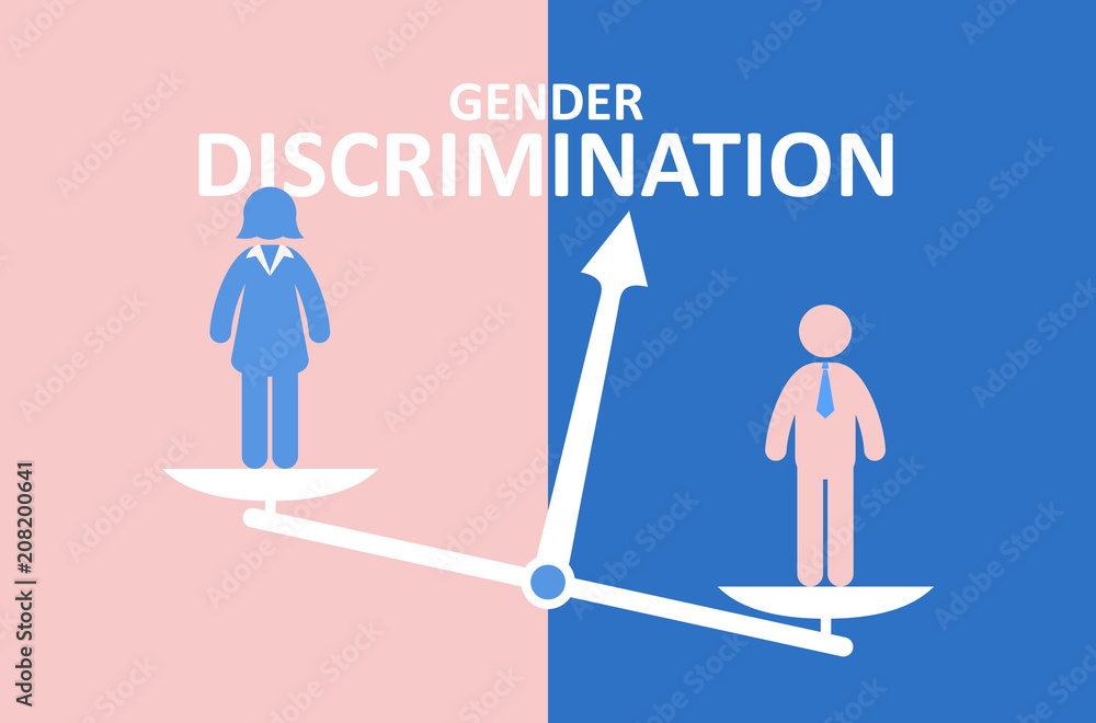 Gender Discrimination Concept Male And Female Standing On Balance
