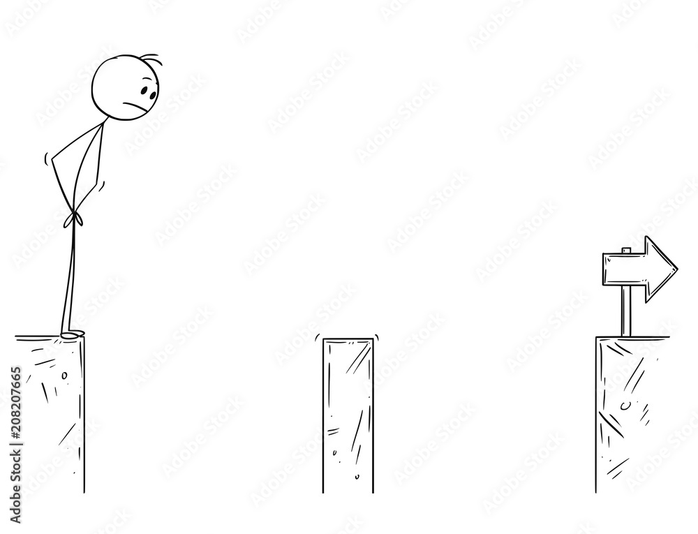 Cartoon stick man drawing conceptual illustration of businessman facing ...