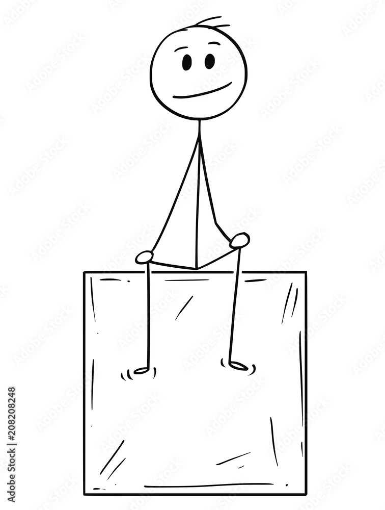 Cartoon stick drawing conceptual illustration of man or businessman ...