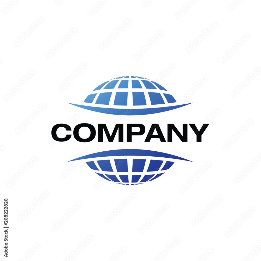 Stylized 3D spherical surface. digital globe icon. This logo is ...