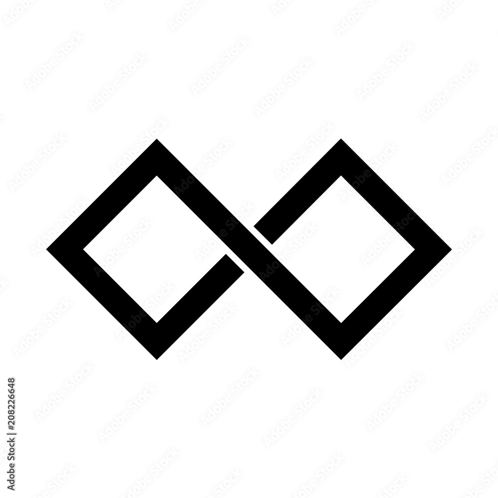 Black infinity symbol icon. Rectangular shape with sharp edges. Simple ...