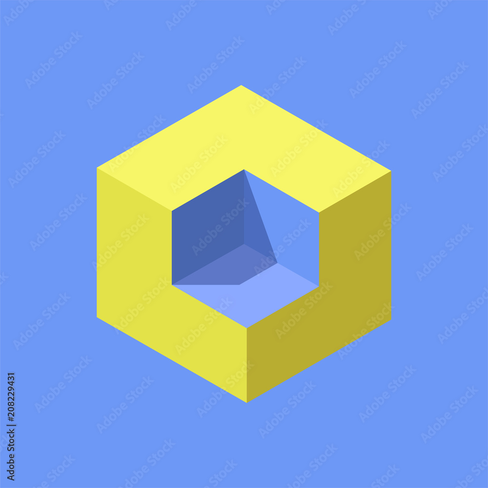 Isometric cubic volume from which one corner has been removed. Vector ...