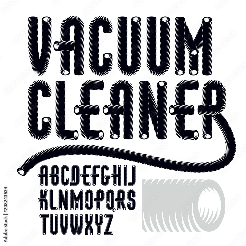 Set of condensed, tall modern vector capital, upper case alphabet ...