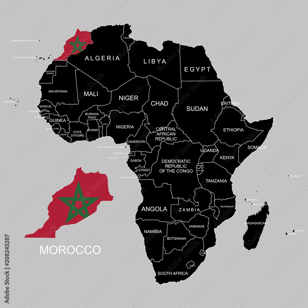 Territory of Morocco on Africa continent. Vector illustration. Stock ...