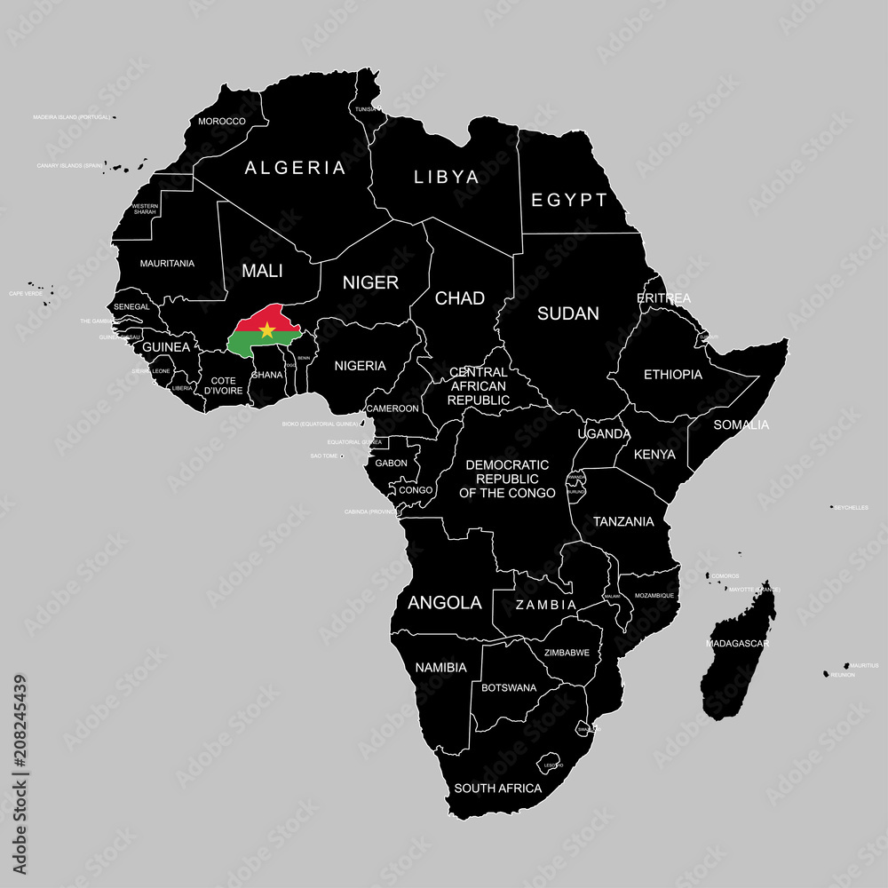 Territory of Burkina Faso on Africa continent. Vector illustration ...