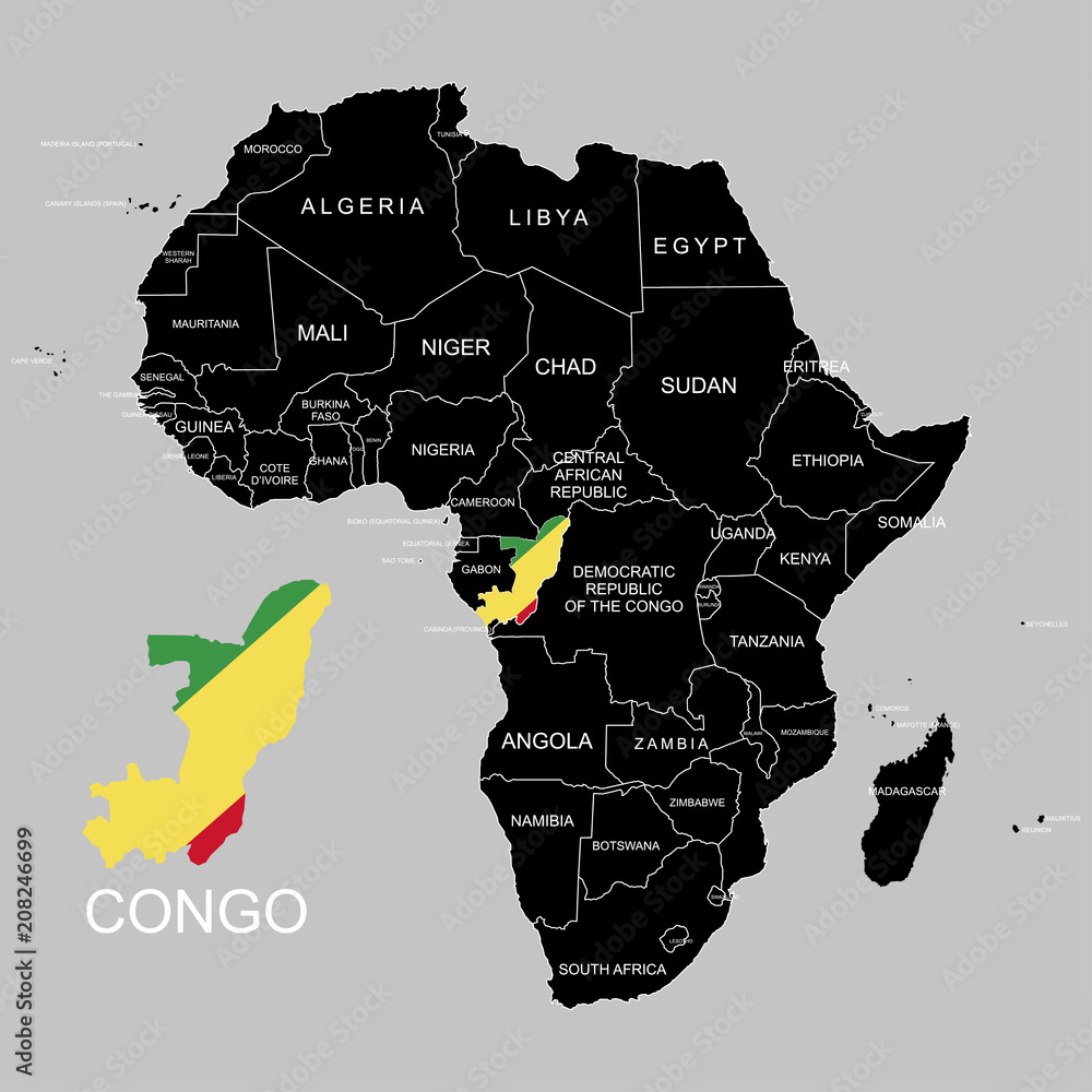 Territory of Congo on Africa continent. Vector illustration Stock ...
